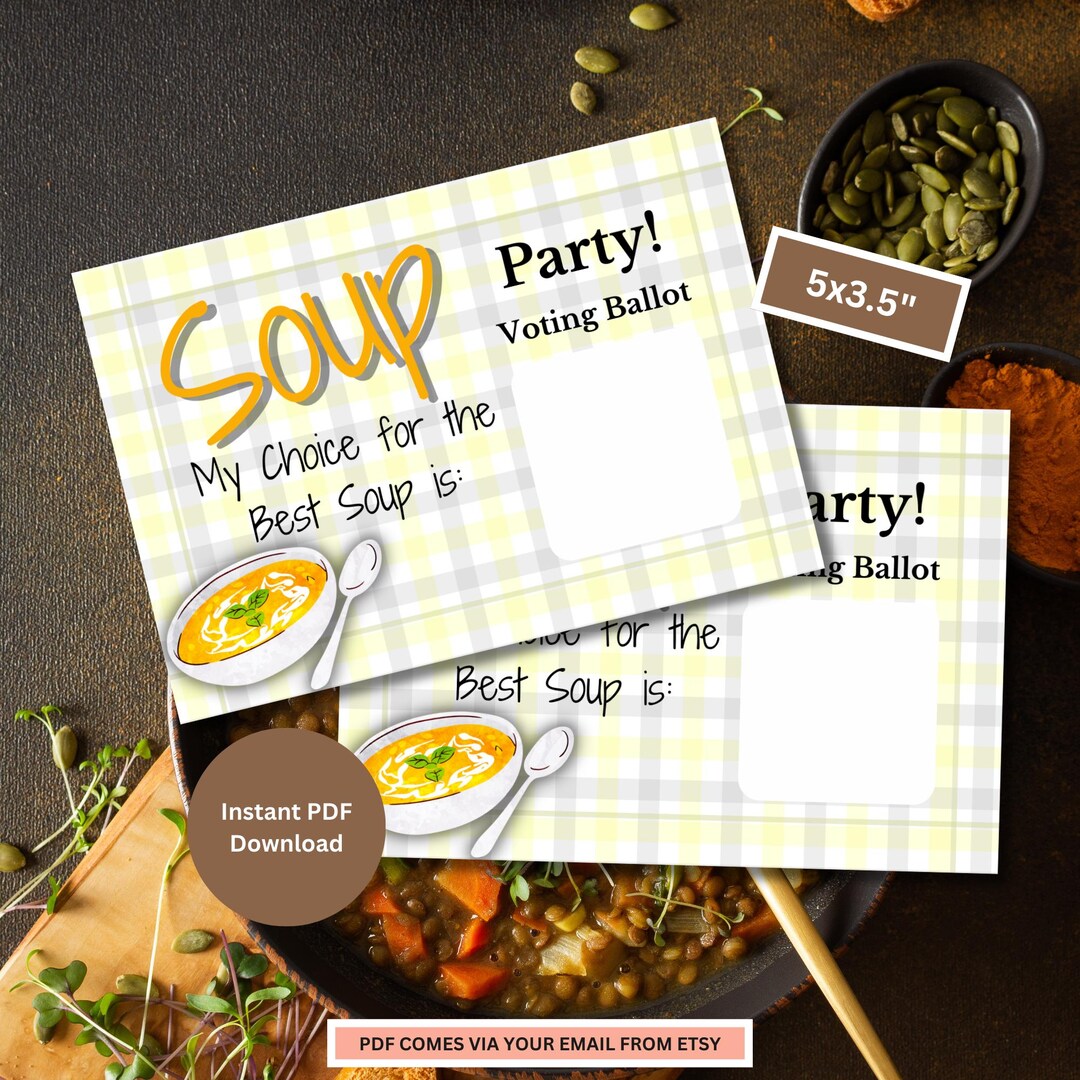Soup Party Voting Ballot Cards| Soup Party | Soup Swap Party | Soup ...