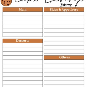 Cookie Exchange Sign up Sheet | Cookie Sign up Sheet | Cookie Exchange ...