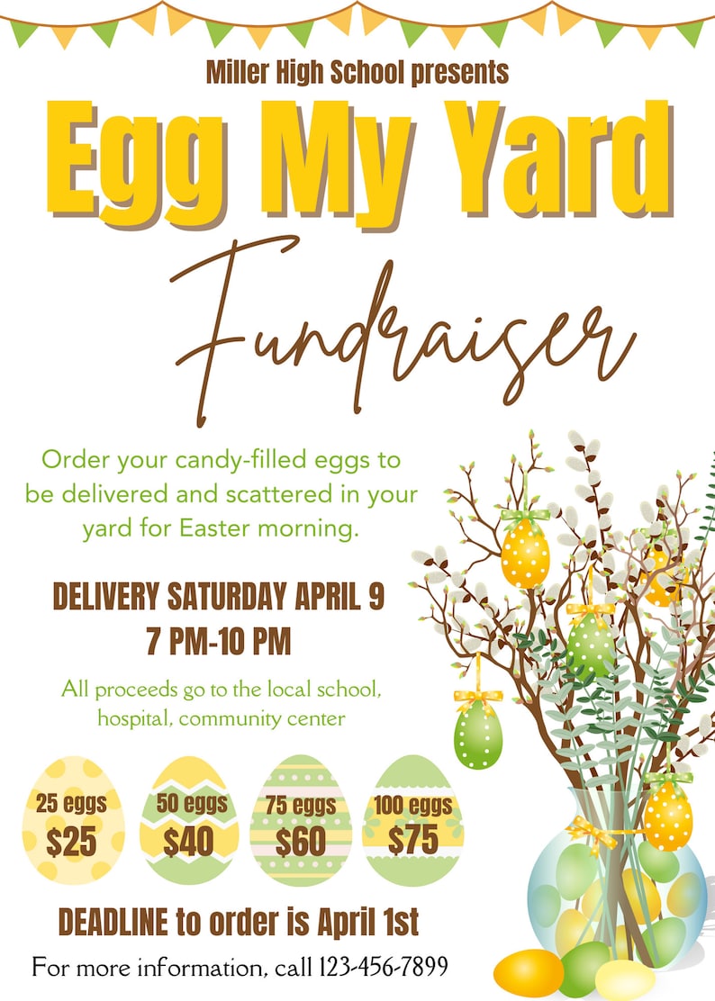 Egg My Yard Easter Flyer Template | Easter Fundraiser Flyer | Egg My ...