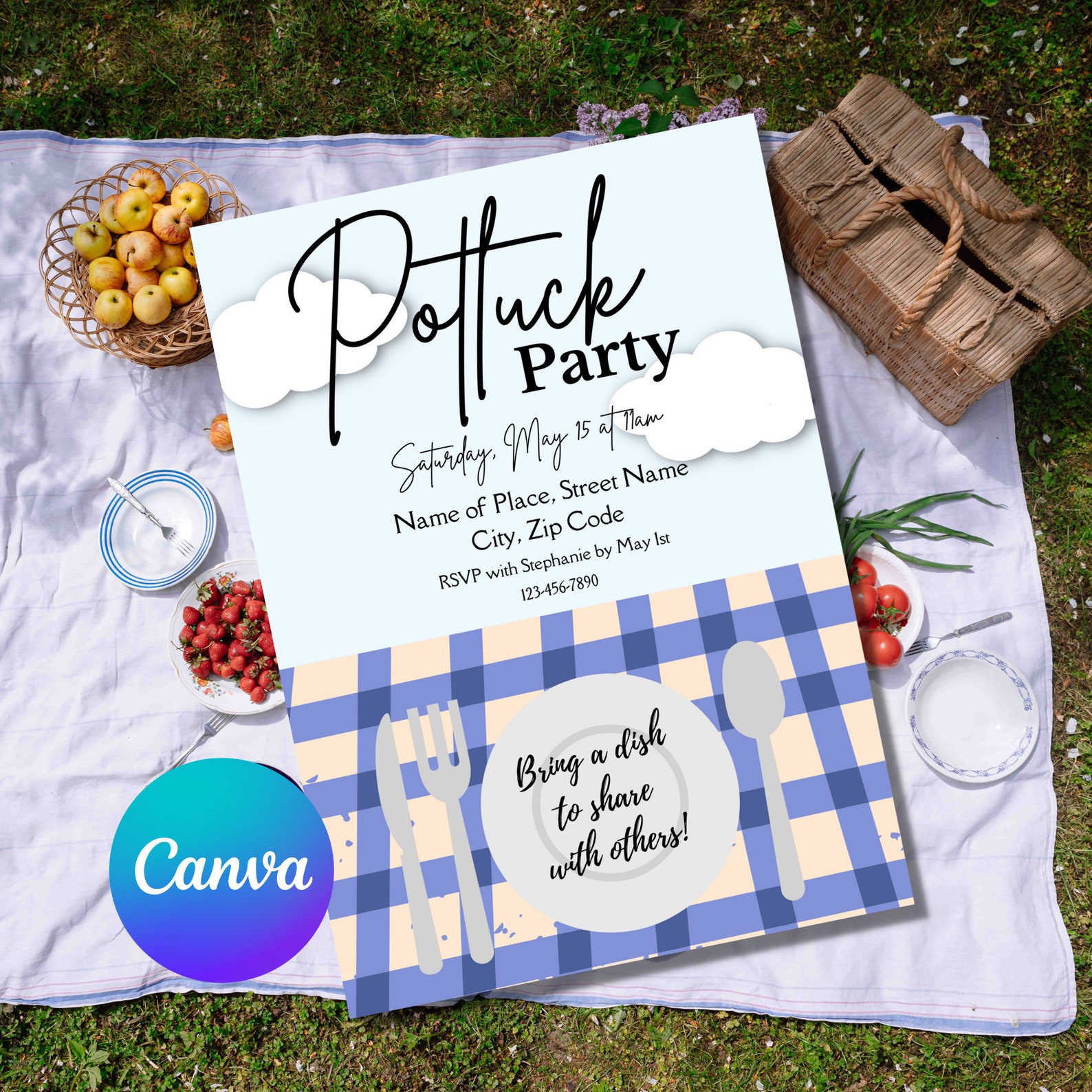 Potluck Invite Template | Editable Potluck Invitation | Potluck Invite ...