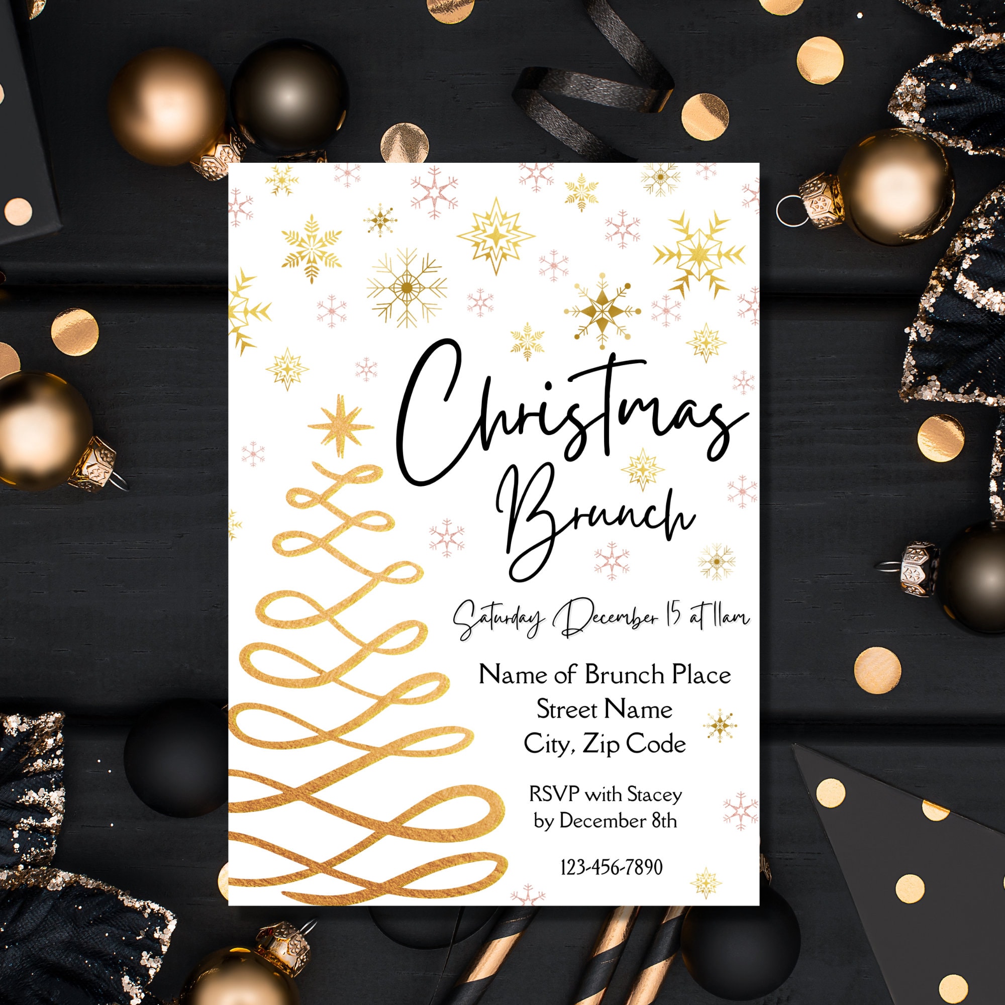 Christmas Brunch Template Gold | Christmas Brunch | Christmas Brunch ...