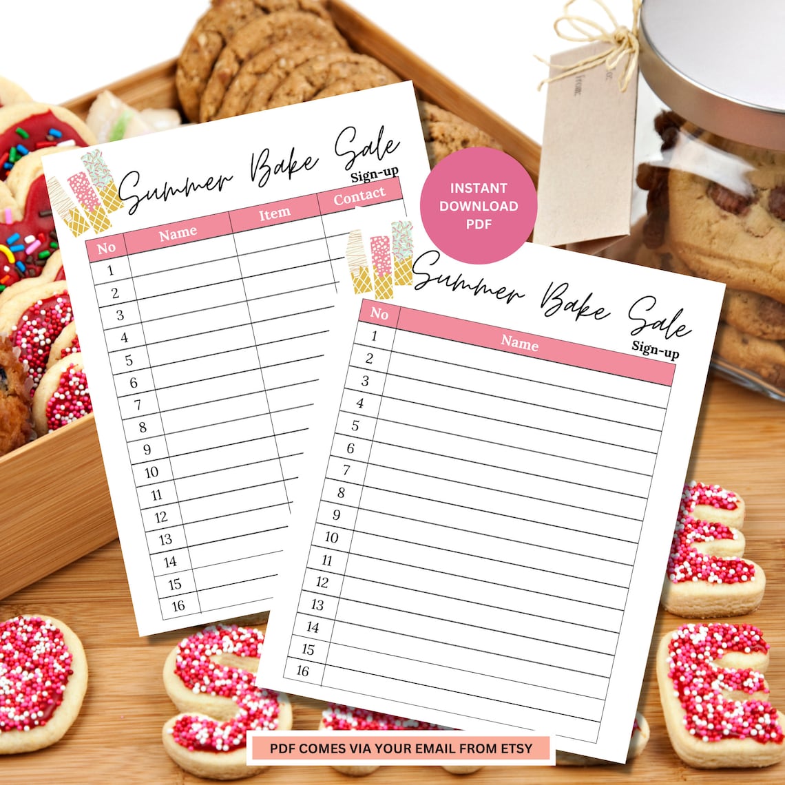 Summer Bake Sale Sign up Sheet Bake Sale Sheet Printable Bake Sale Sign ...