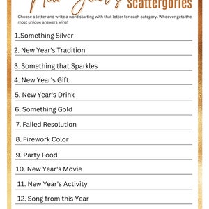 New Year's Scattergories | New Year Eve Games | Family New Year's Games ...