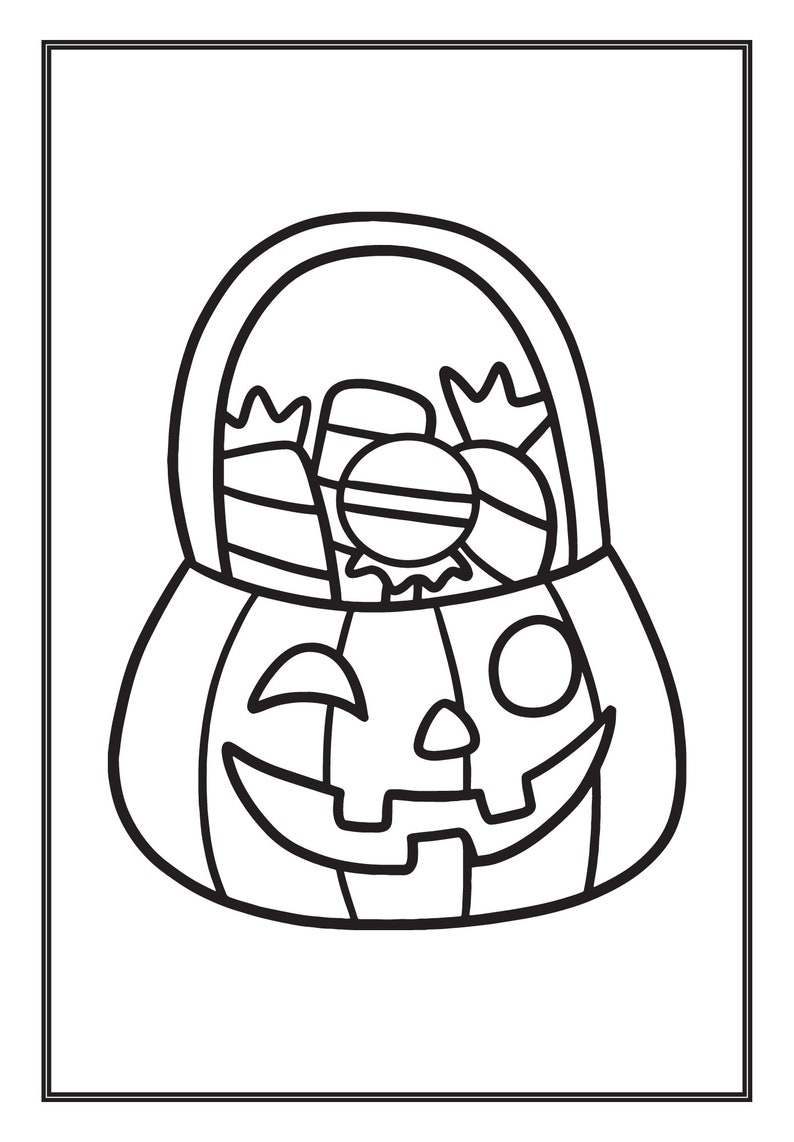 Halloween Coloring Pages Printable Easy 8.5x11 - Etsy