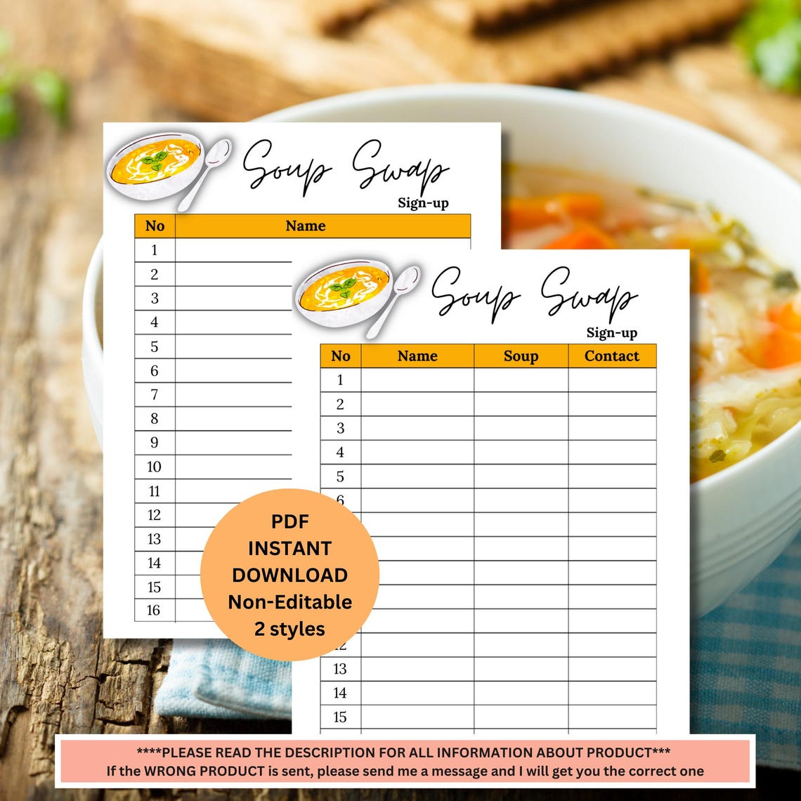 Soup Swap Sign up Sheet | Soup Potluck Swap Sign up Sheet |soup ...