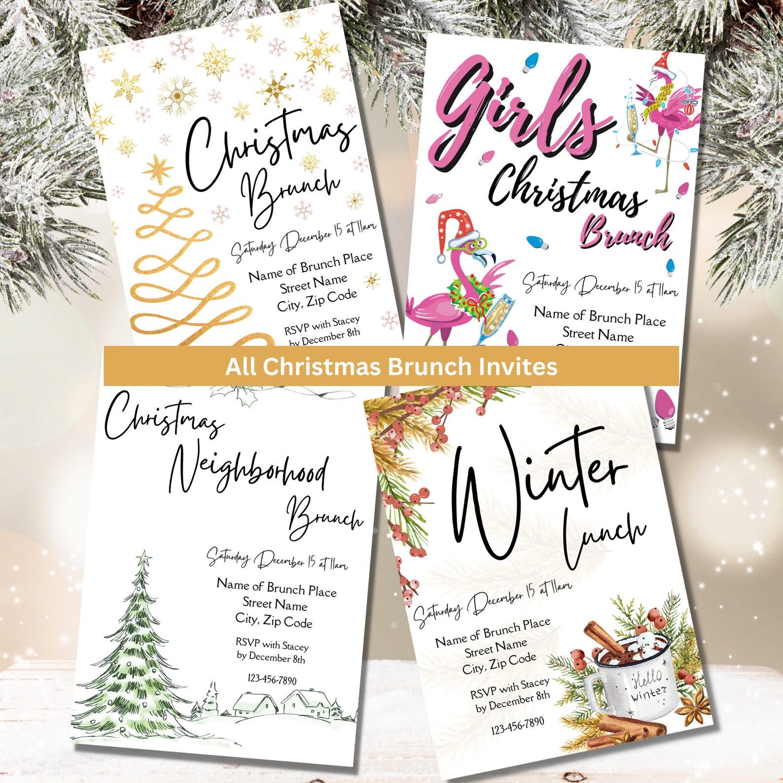 Christmas Brunch Template Gold Christmas Brunch Christmas - Etsy