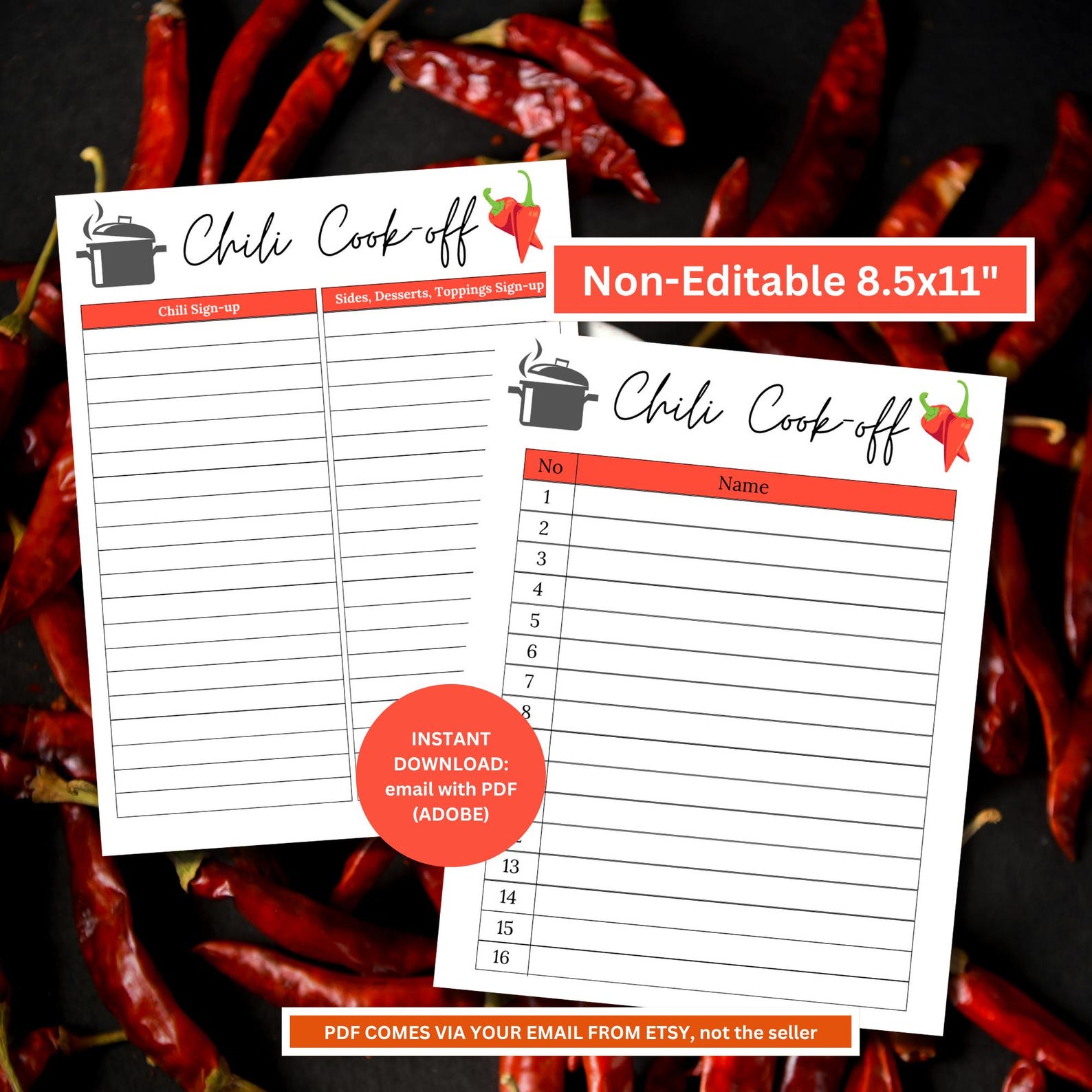 Chili Cook-off Sign up Sheet | Chili Cook off Sheet | Chili Cookoff ...