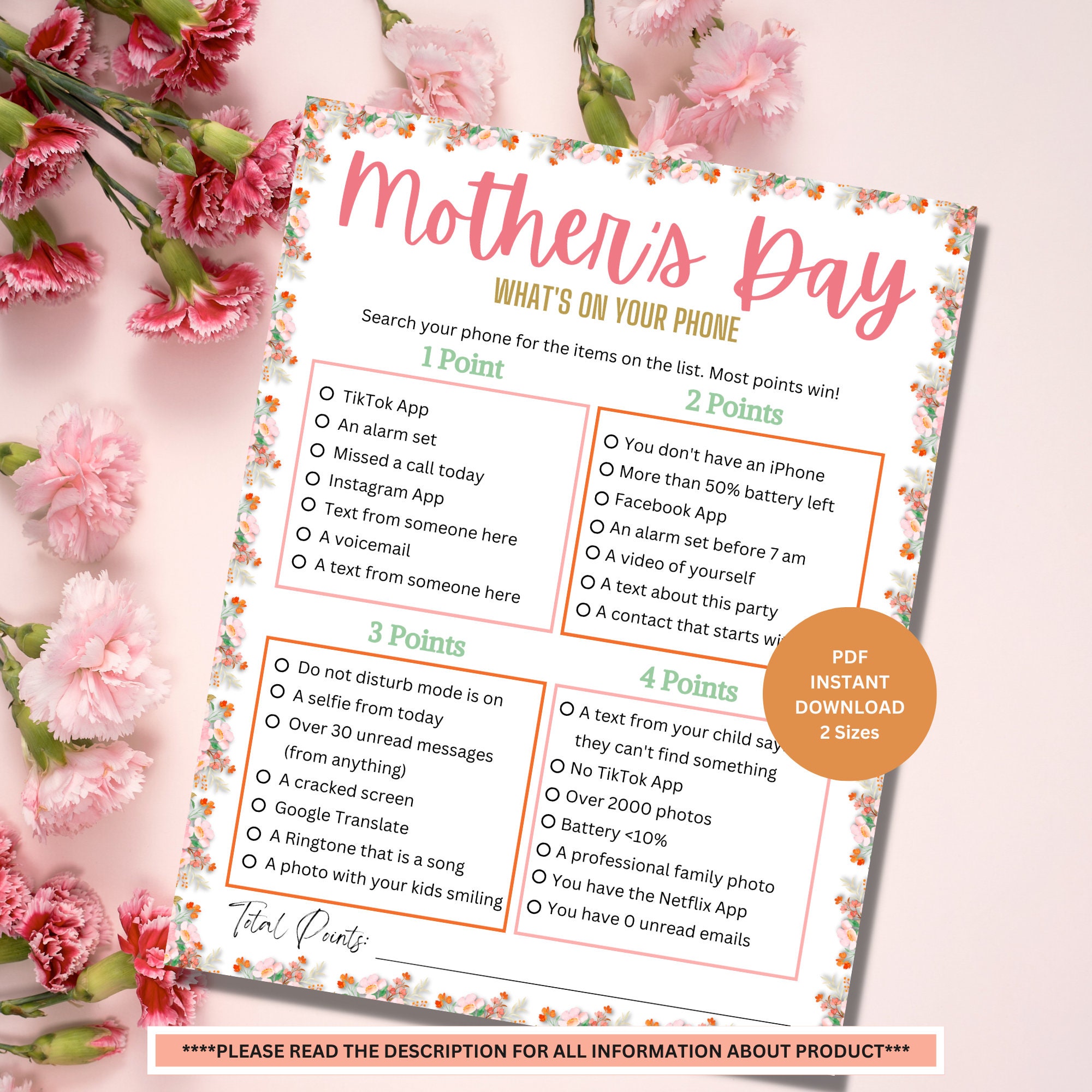 What's on You Phone Mother's Day Game | Mothers Day Game | Mother's Day ...