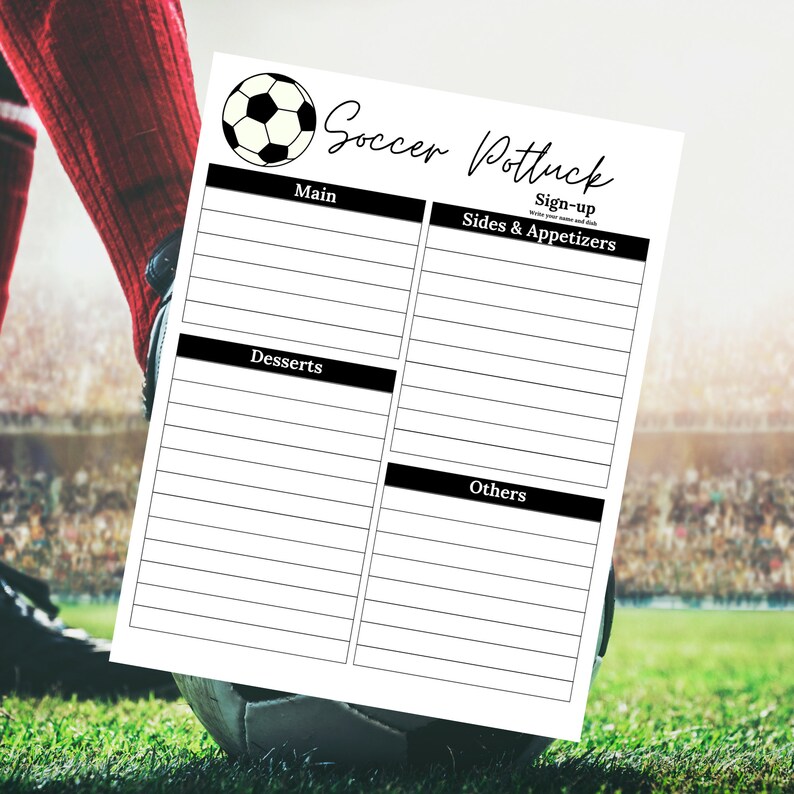 Soccer Potluck Sign up Sheet Soccer Potluck Sheet Sports Potluck ...