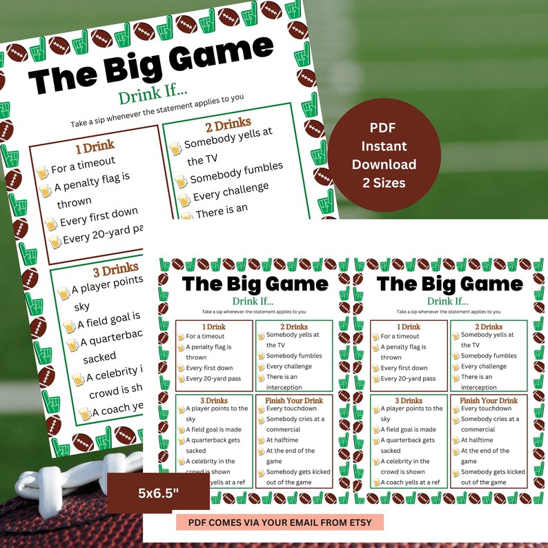 The Big Game Party Games | the Big Game Drink If | Big Game Games ...