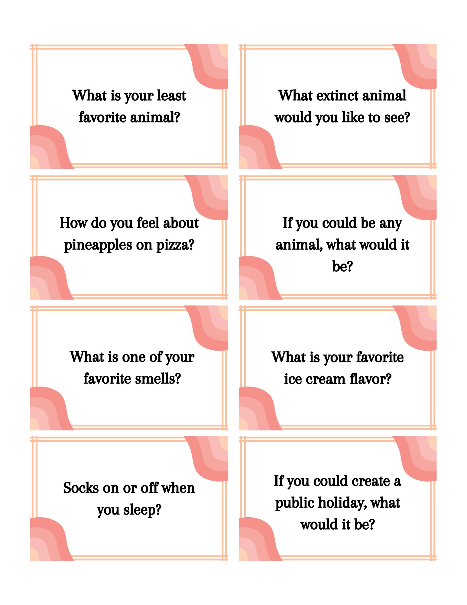 Icebreaker Questions General Conversation Starters Party Starter Cards ...