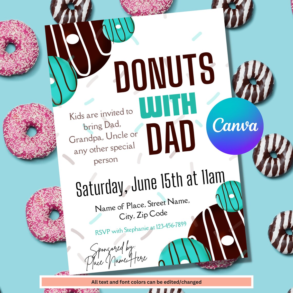 Donuts With Dad Invite Template | Father's Day Event | Father's Day ...
