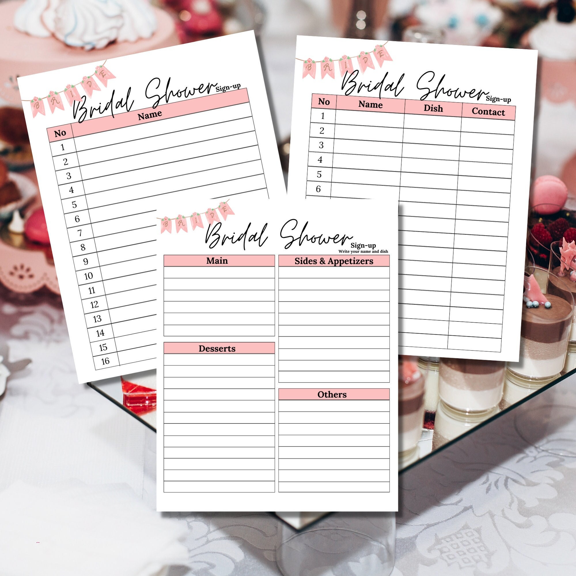 Potluck Sign up Sheet | Bridal Shower Potluck Sign up Sheet | Bridal ...