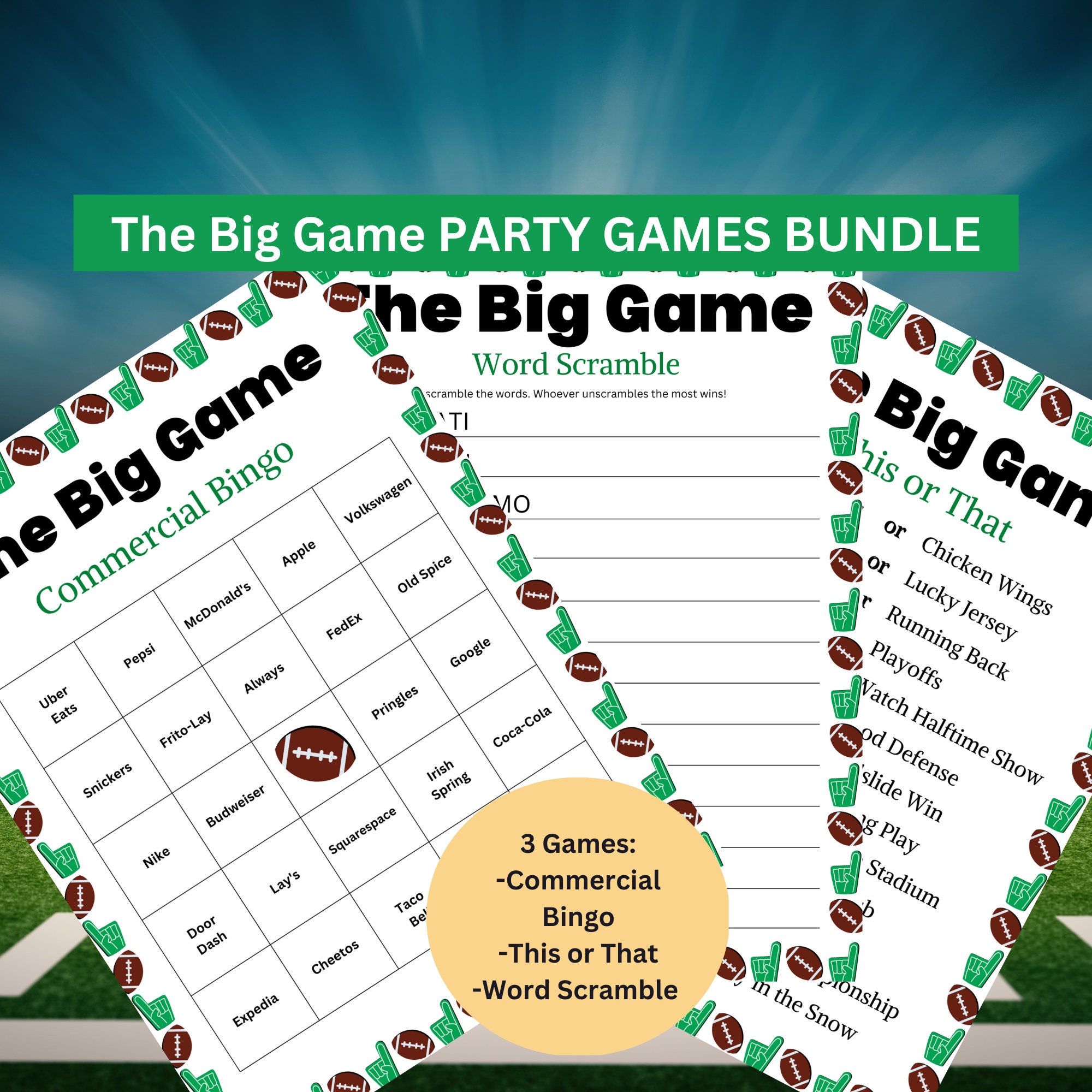 The Big Game Party Games Bundle the Big Game Party Pack Big Game Games football Games Football ...