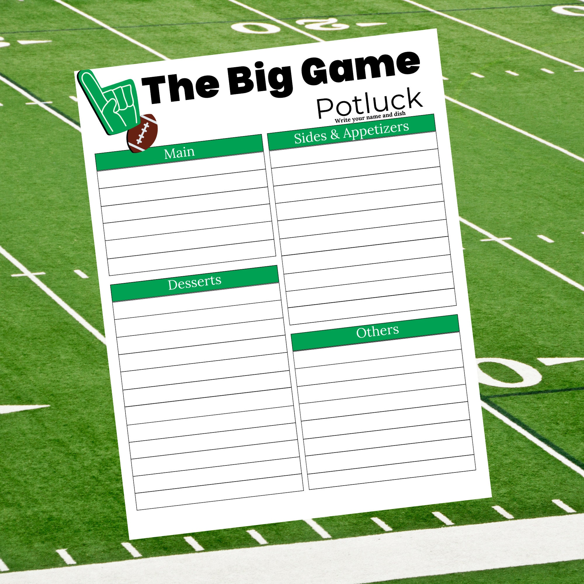 Potluck Sign up Sheet the Big Game Potluck Sign up Sheet Football ...