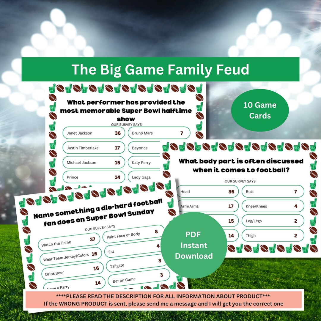 The Big Game Party Games | the Big Game Family Feud | Big Game Games ...