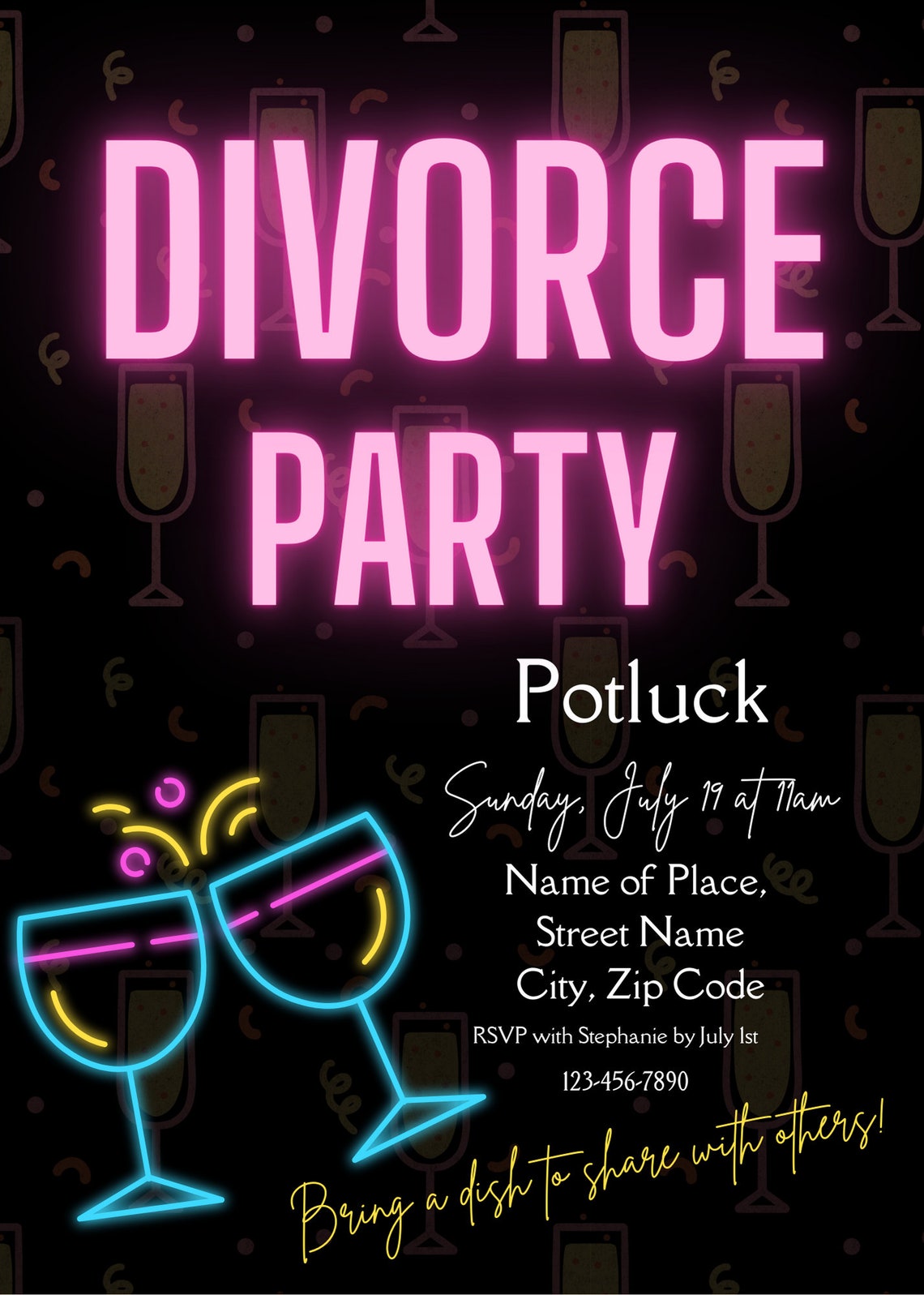Divorce Party Potluck Invitation Template | Divorce Party Potluck ...