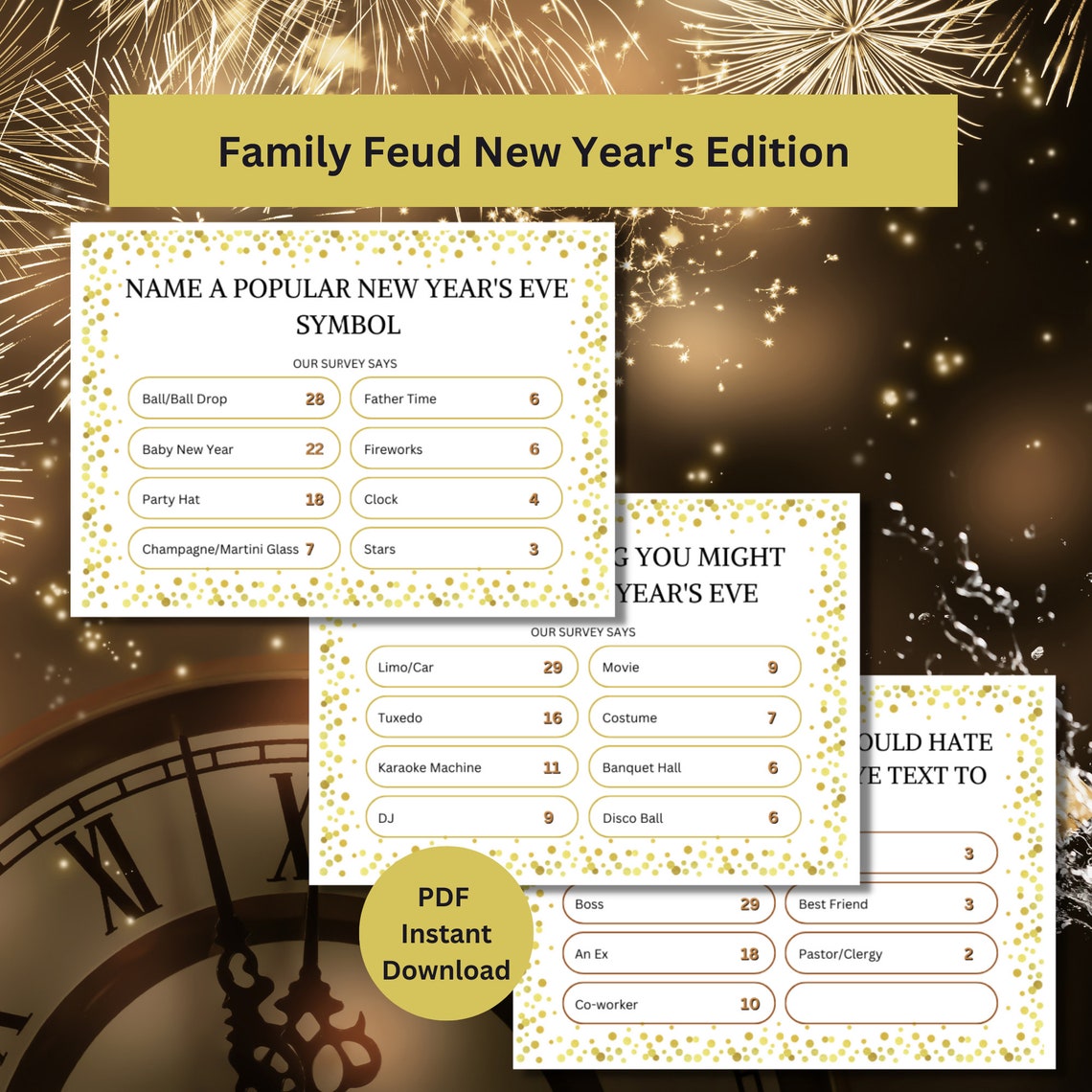 New Year's Family Feud Games Family Feud New Year's - Etsy