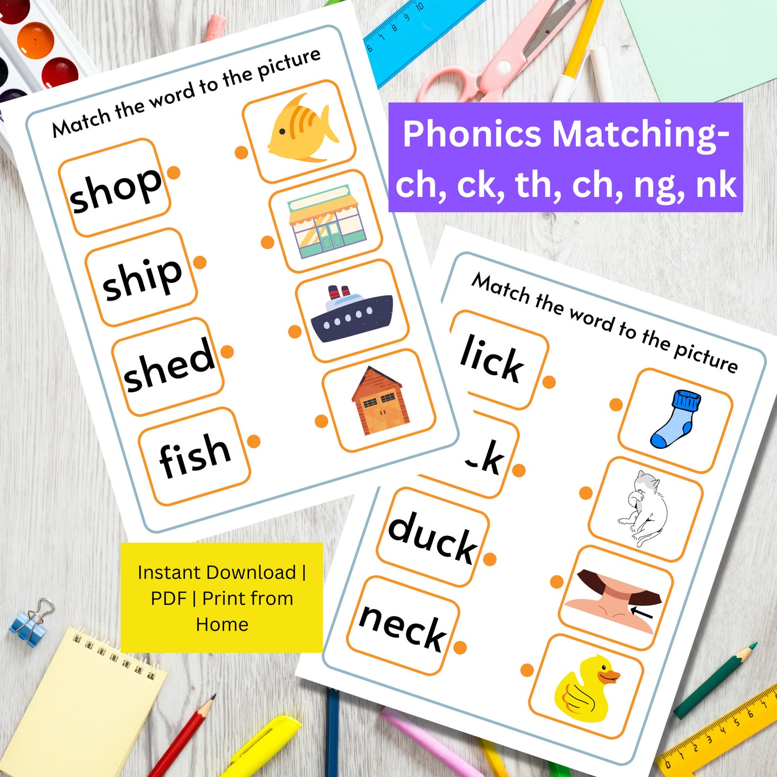 Phonics Worksheets Digraphs CVC Words Phonics Games - Etsy