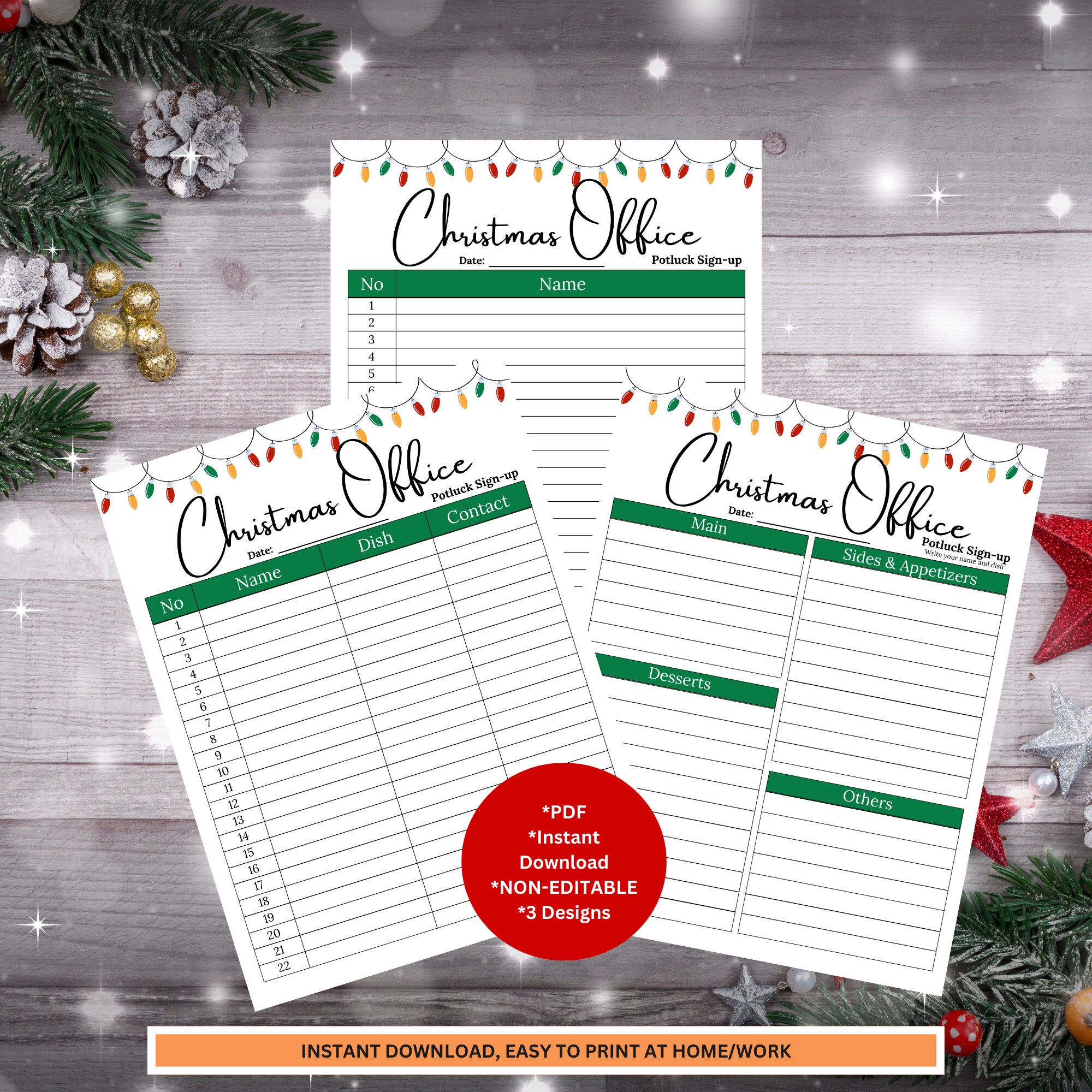 Potluck Sign up Sheet | Christmas Work Potluck Sign up Sheet ...