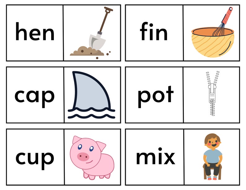 Phonics Matching Cards Game Vowels CVC Words Phonics Games - Etsy