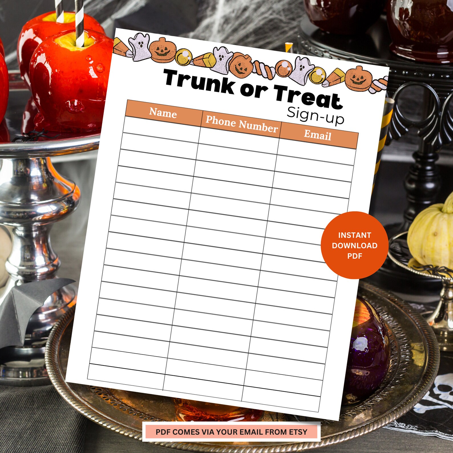 Trunk or Treat Sign up Sheet | Trunk or Treat Party Sheet | Printable ...