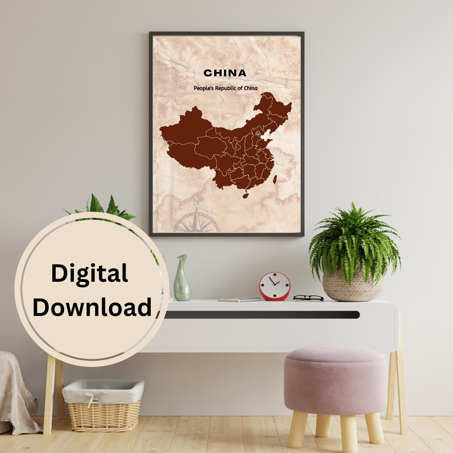 Map of China Map of China Digital Print Map of China Wall Art China ...