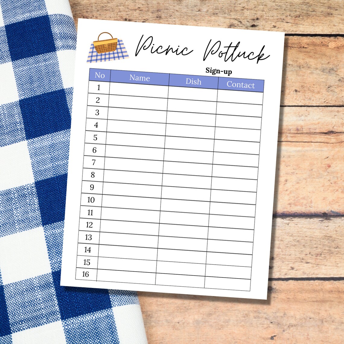 Potluck Sign up Sheet Picnic Potluck Sign up Sheet Picnic Potluck Sheet ...