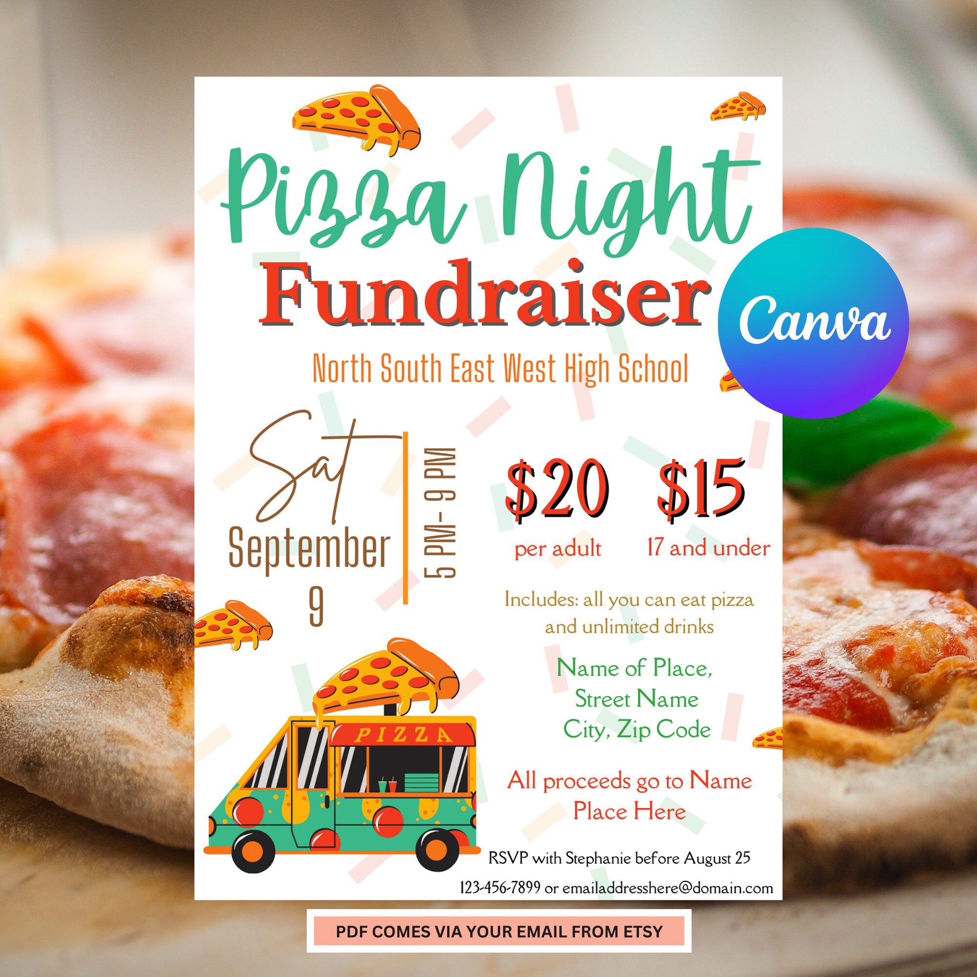 Pizza Night Fundraiser Invitation Template | Pizza Night Fundraiser ...