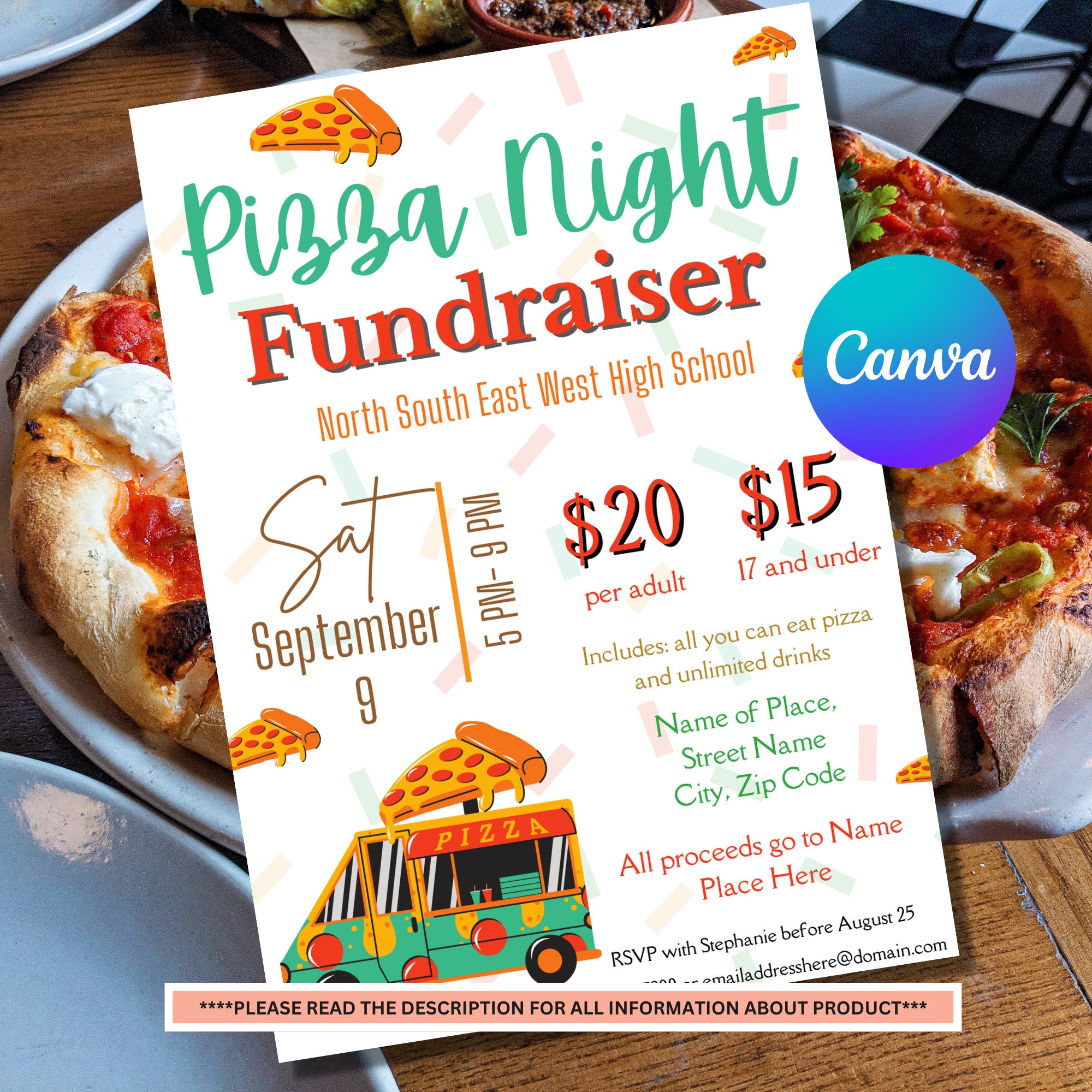 Pizza Night Fundraiser Invitation Template | Pizza Night Fundraiser ...