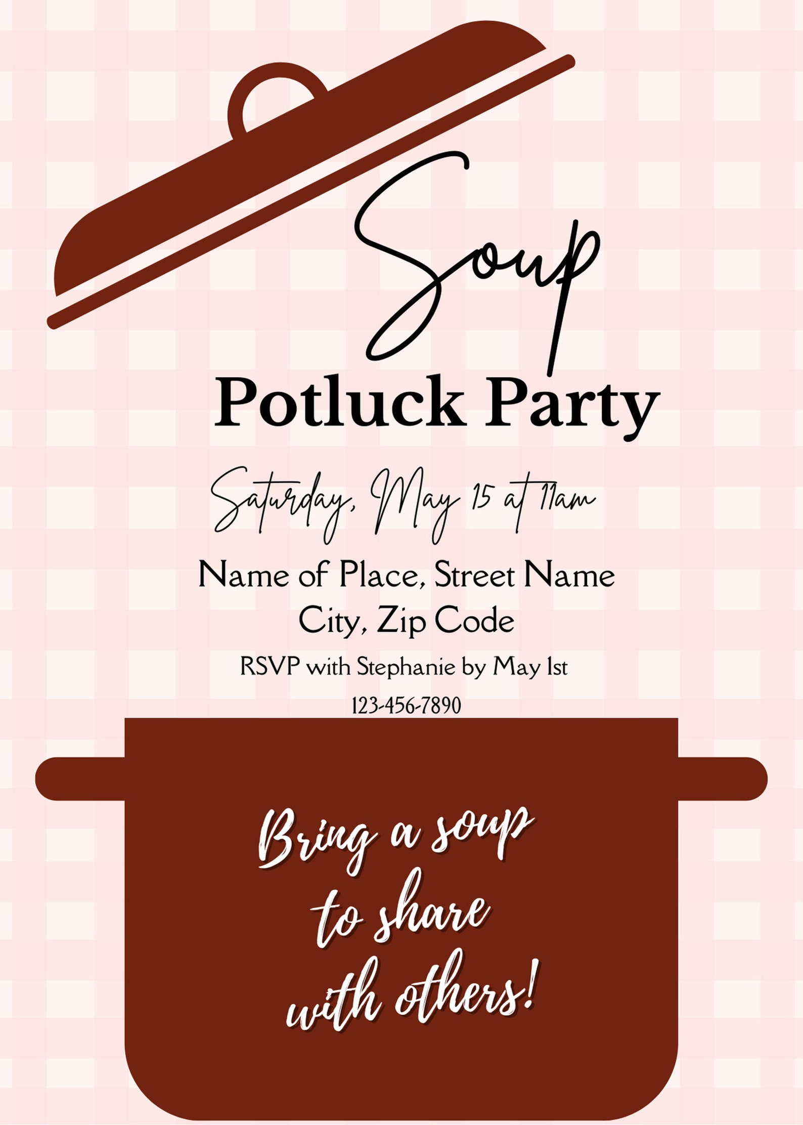 Soup Potluck Invite Template | Editable Potluck Invitation | Potluck ...