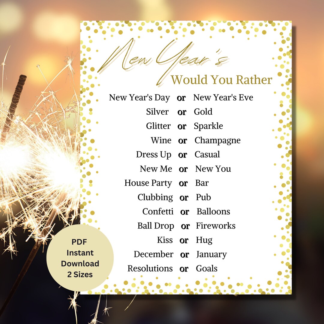 Would You Rather | Would You Rather New Year's Game | New Year's Games ...