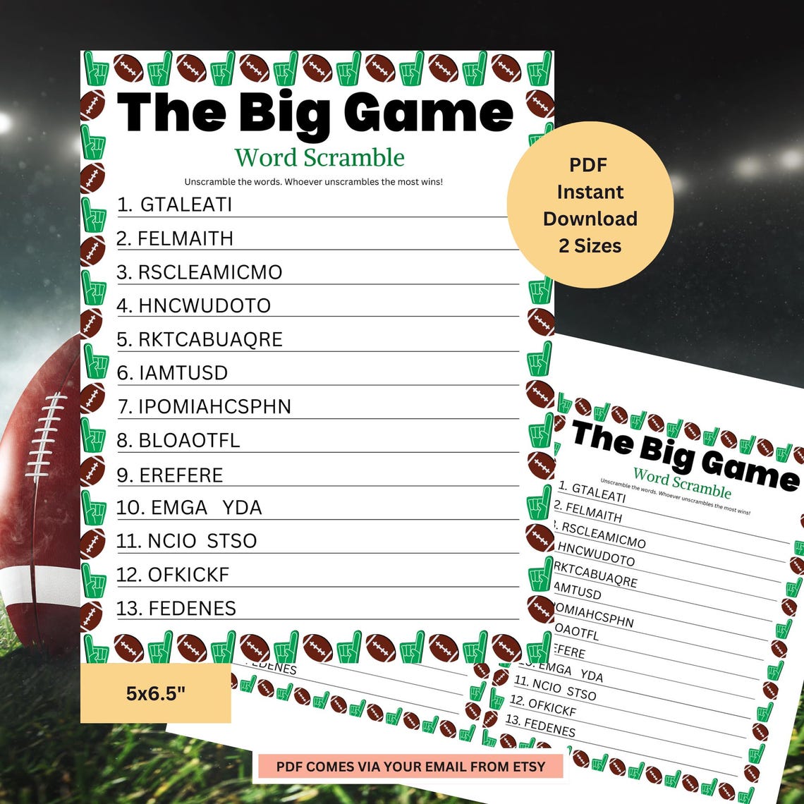 The Big Game Party Games | the Big Game Word Scramble | Big Game Games ...
