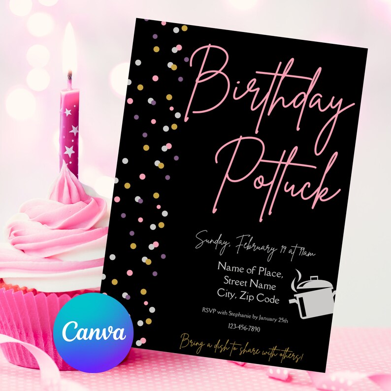 Birthday Potluck Invitation Template | Girl Birthday Party Potluck ...