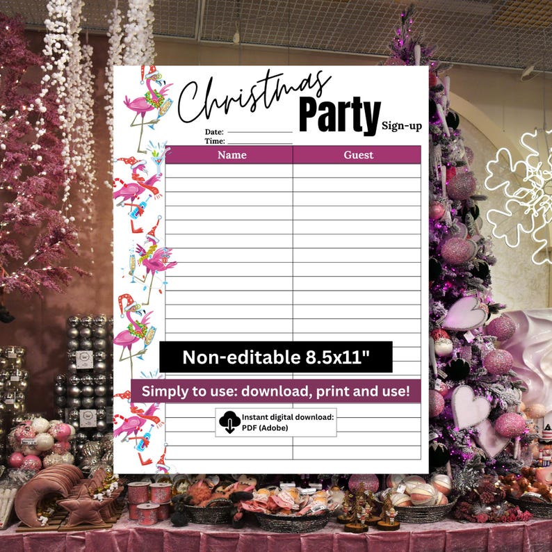 Christmas Party Sign up Sheet | Christmas Sign up | Party Sign up Sheet ...