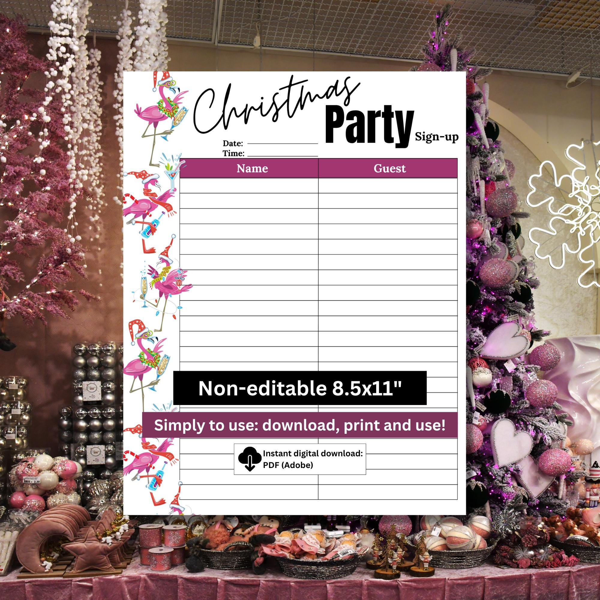 Christmas Party Sign up Sheet | Christmas Sign up | Party Sign up Sheet ...