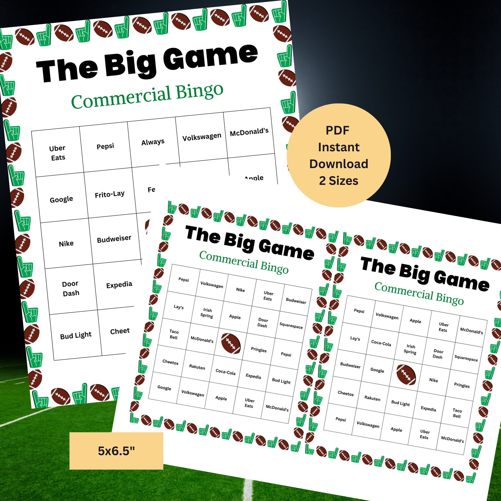 The Big Game Party Games the Big Game Commercial Bingo Big Game Games ...