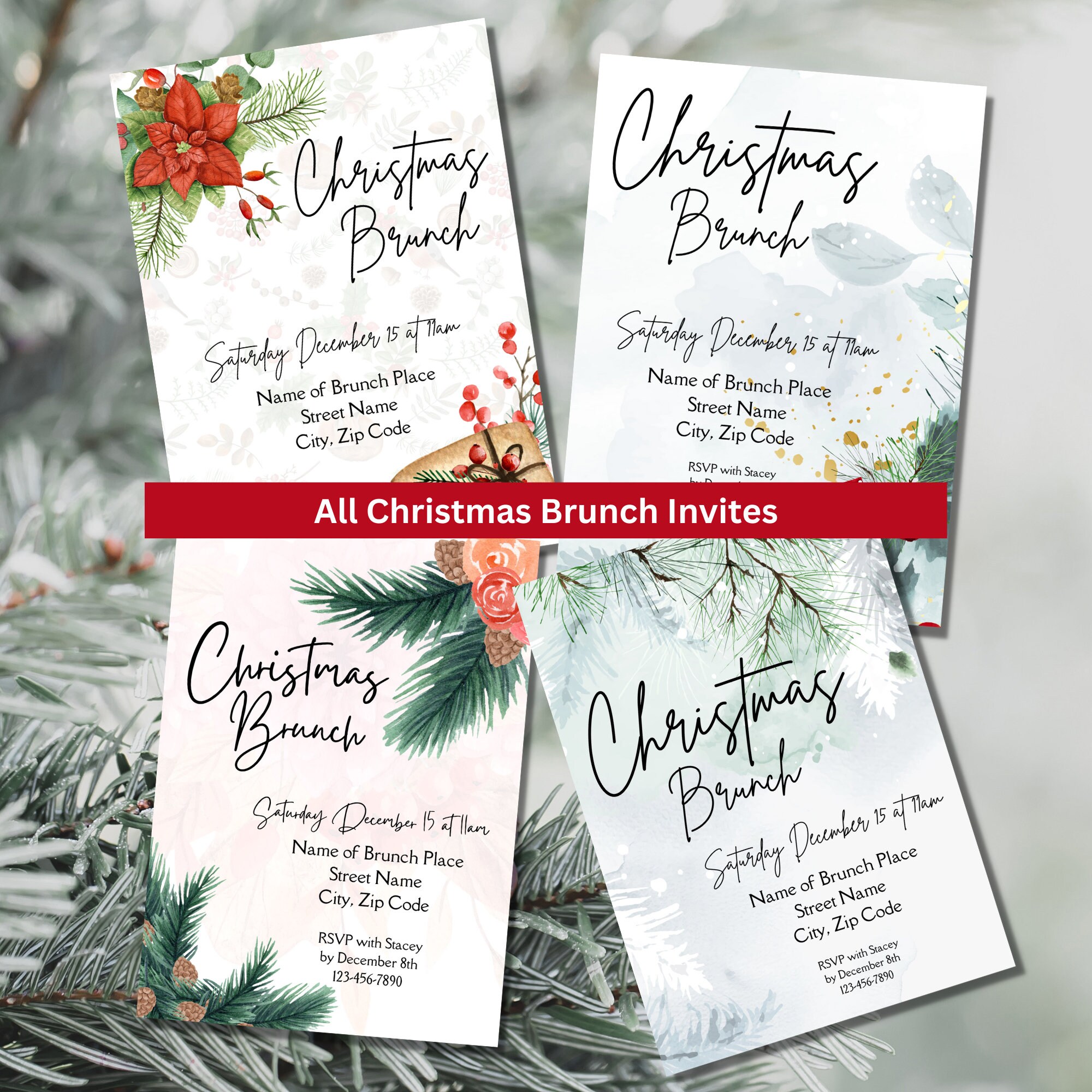 Christmas Brunch Template Gold Editable Christmas Brunch Christmas ...