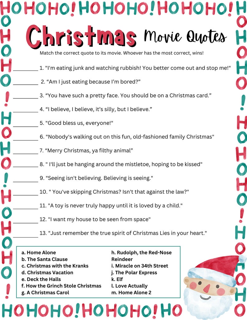 Christmas Movie Quotes| Christmas Games | Family Christmas Games | Fun ...