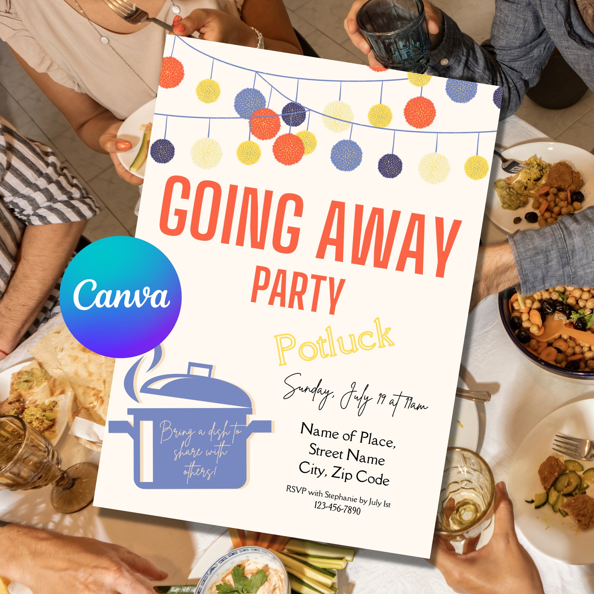 Going Away Potluck Invitation Template | Going Away Party Potluck ...