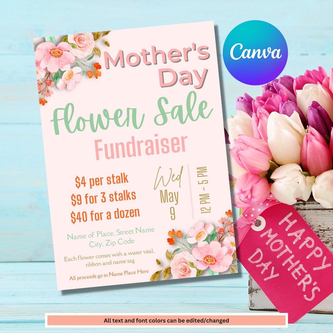 Mother's Day Flower Sale Fundraiser Invitation Template | Mother's Day ...