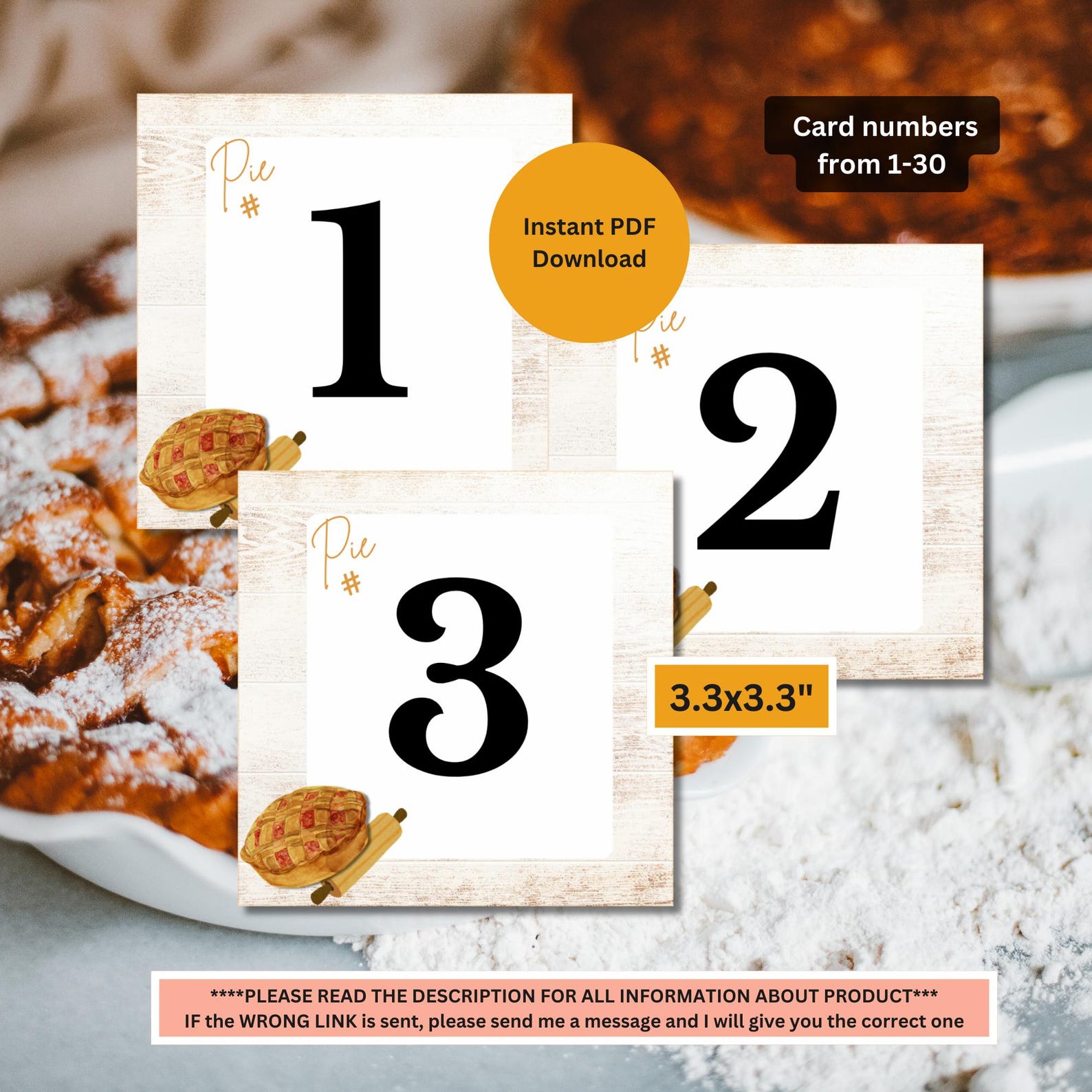 Pie Bake-off Number Cards Printable| Pie Party | Pie Competition |pie ...