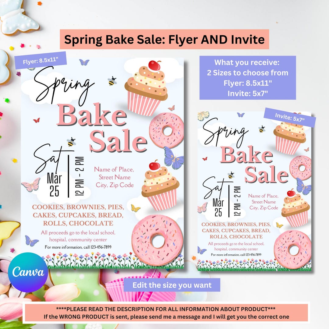 Spring Bake Sale Flyer and Invite | Spring Baking | Spring Bake off ...
