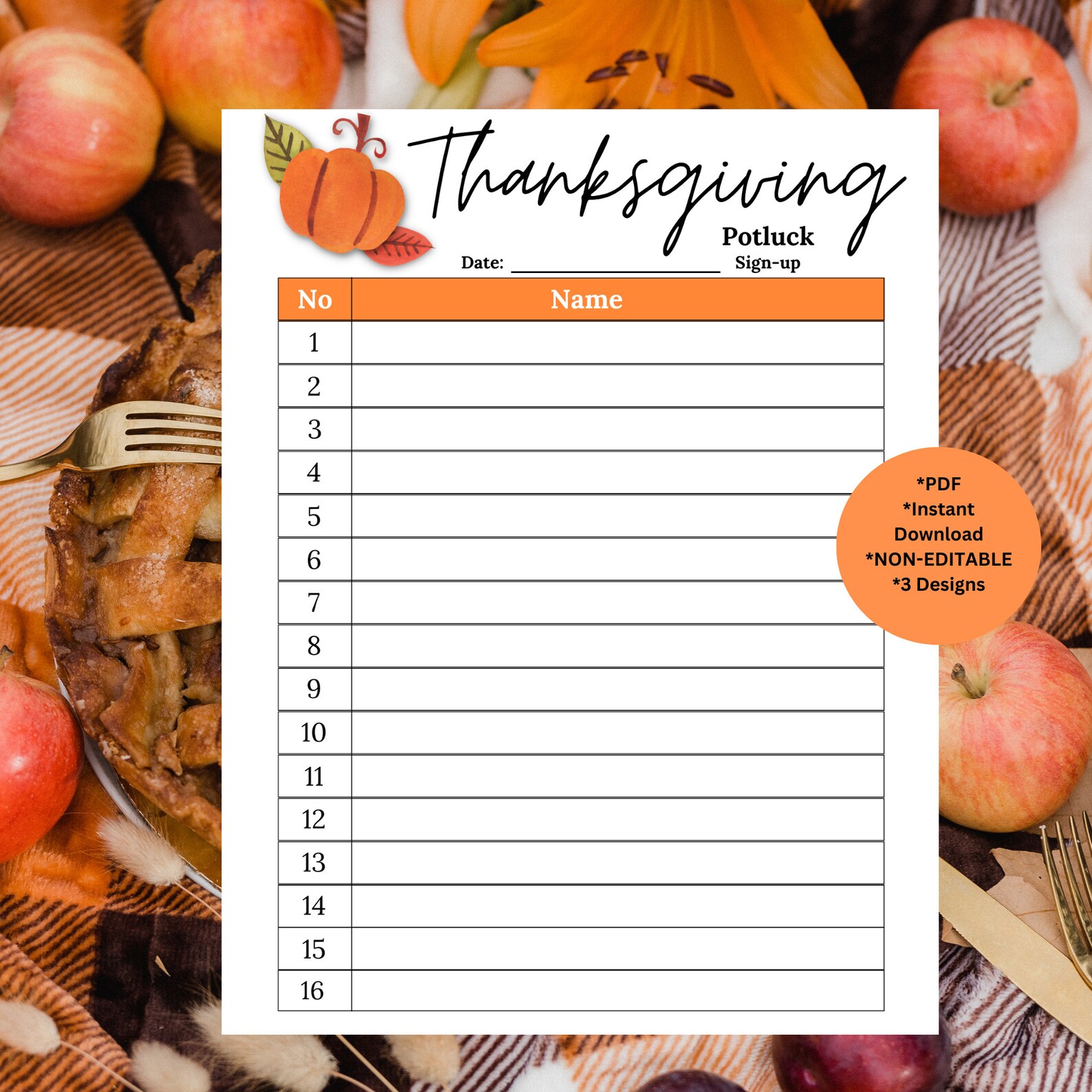 Potluck Sign up Sheet | Thanksgiving Potluck Sign up Sheet ...