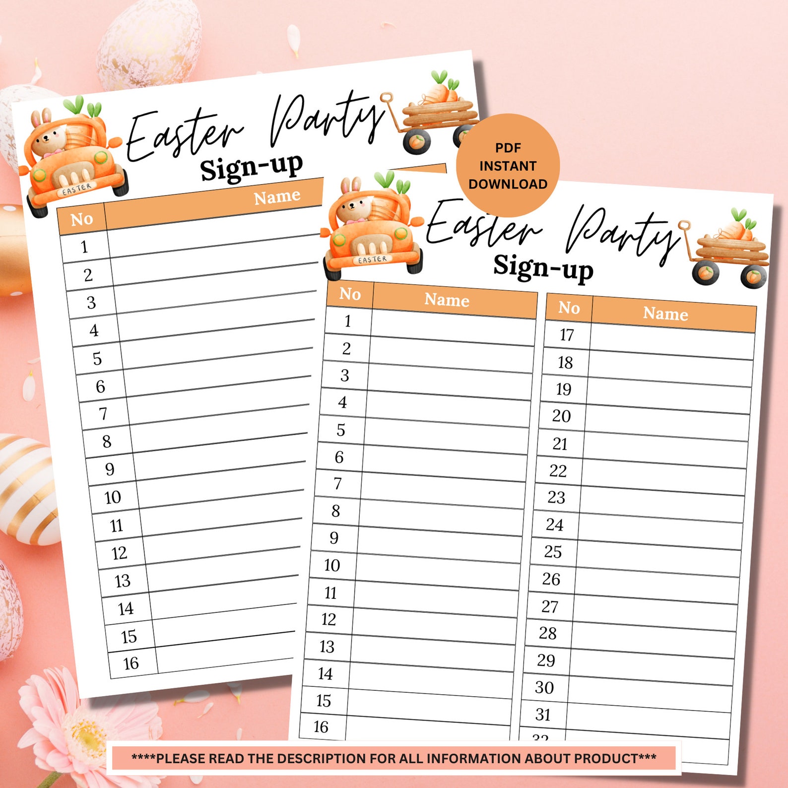 Easter Party Sign up Sheet | Easter Party Sheet | Printable Easter ...