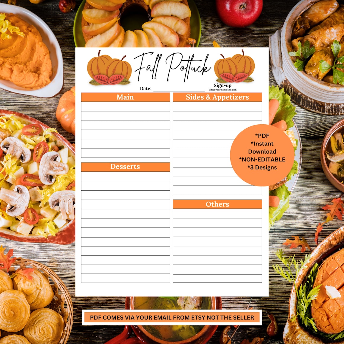 Potluck Sign up Sheet Fall Potluck Sign up Sheet Thanksgiving Potluck ...