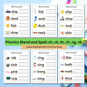 Phonics Worksheets Digraphs | CVC Words | Phonics Games | Phonics ...