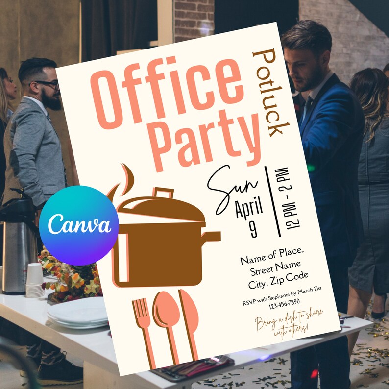 Office Party Potluck Invitation Template | Office Party Potluck Invite ...