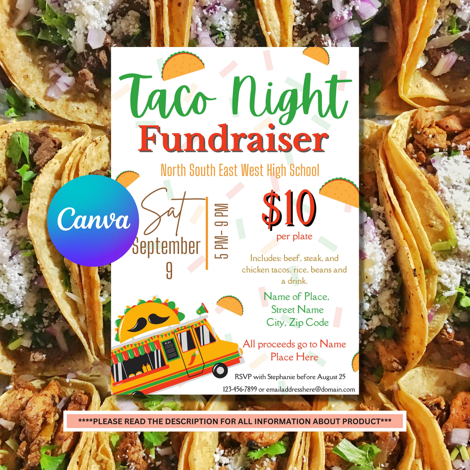 Taco Night Fundraiser Invitation Template | Taco Night Fundraiser Flyer ...