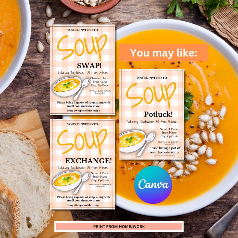 Soup Cook-off Number Cards Printable| Soup Party | Soup Swap | Soup ...